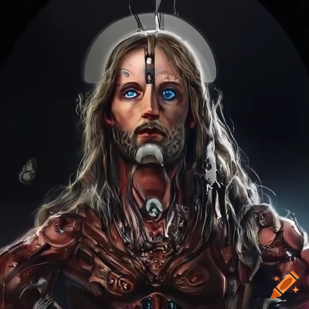 Digital artwork depicting cyborg jesus on Craiyon