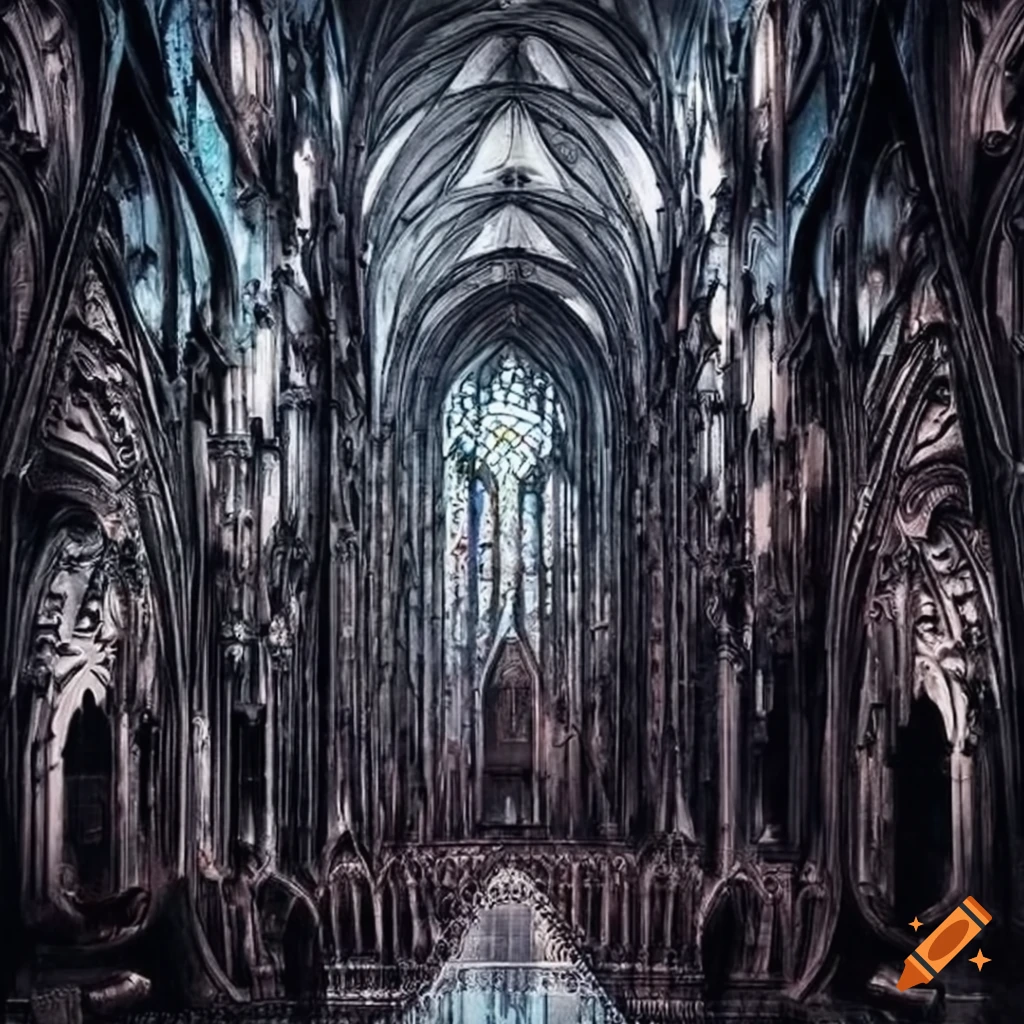 Futuristic cathedral design by hr giger