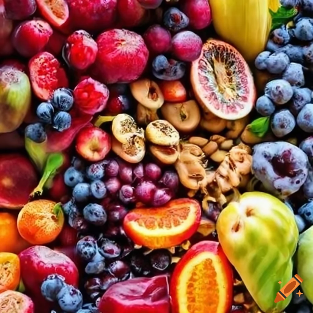 Assortment of ripe fruits on Craiyon