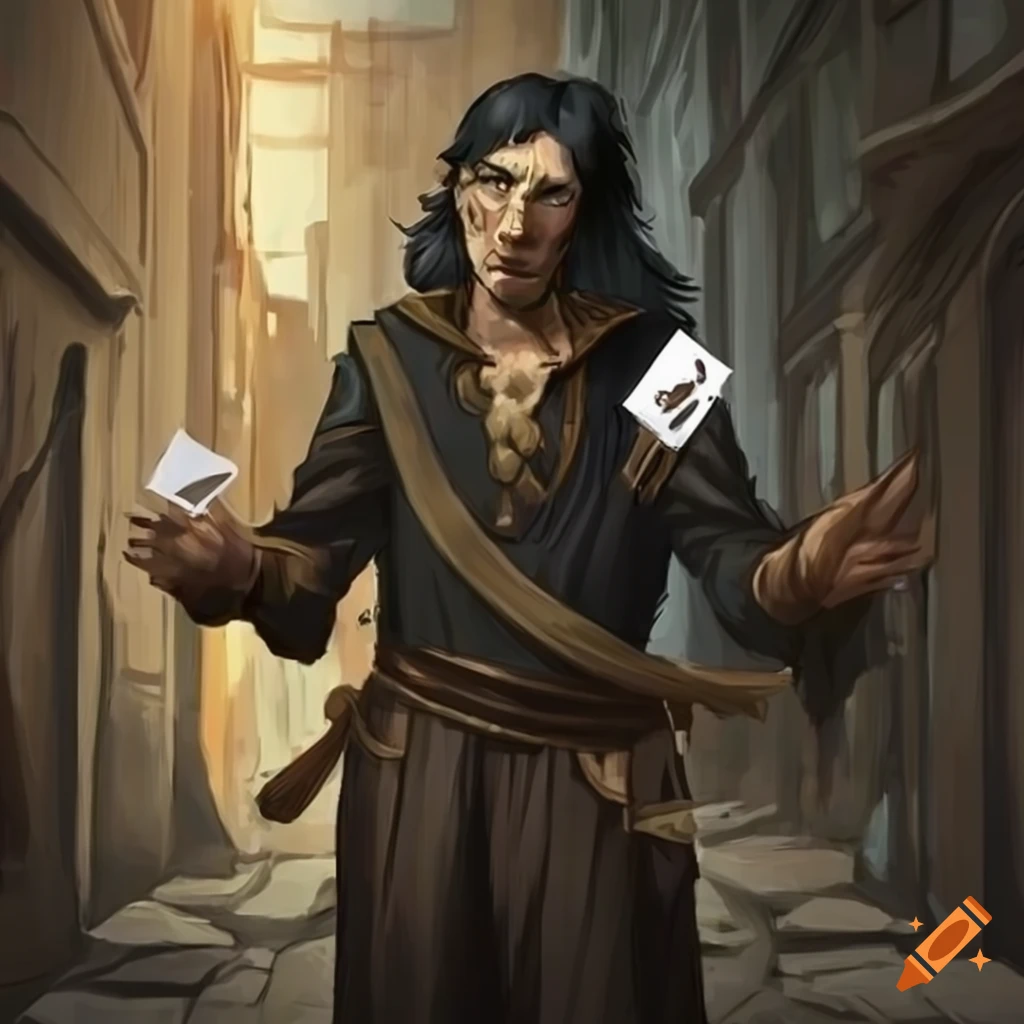 Art of a mysterious bard in a dark alley on Craiyon