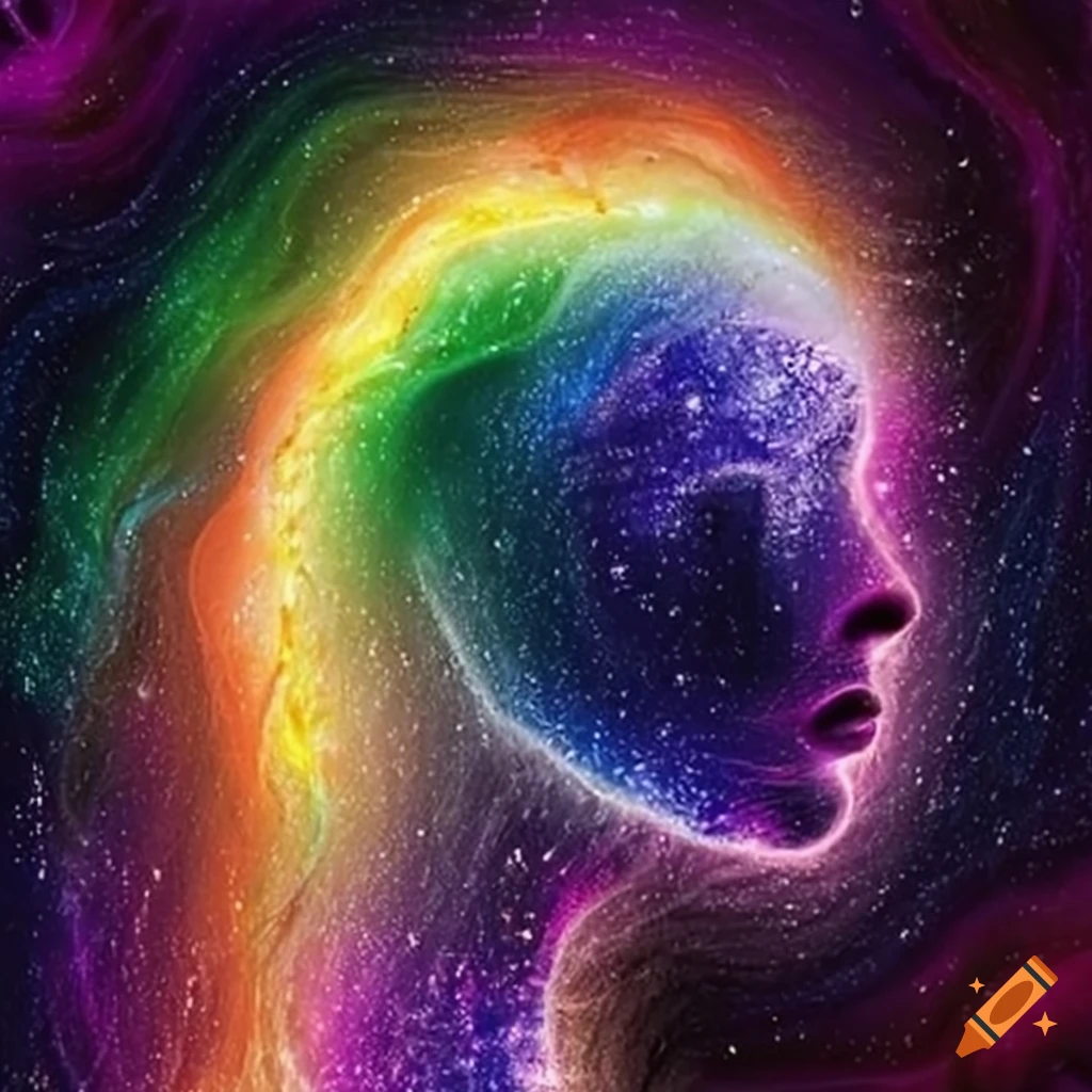 Artistic representation of a dark matter human with long hair