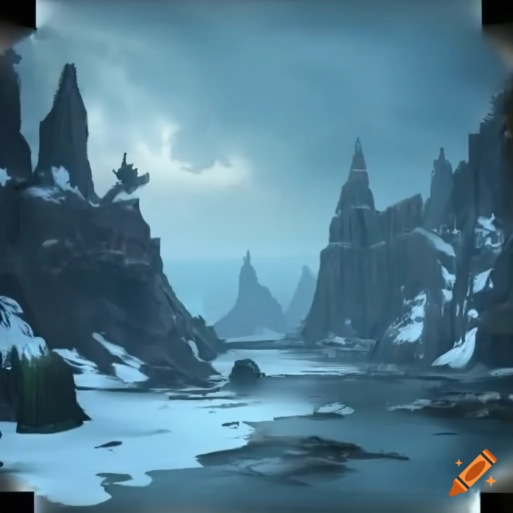 Landscape of the northrend continent on Craiyon