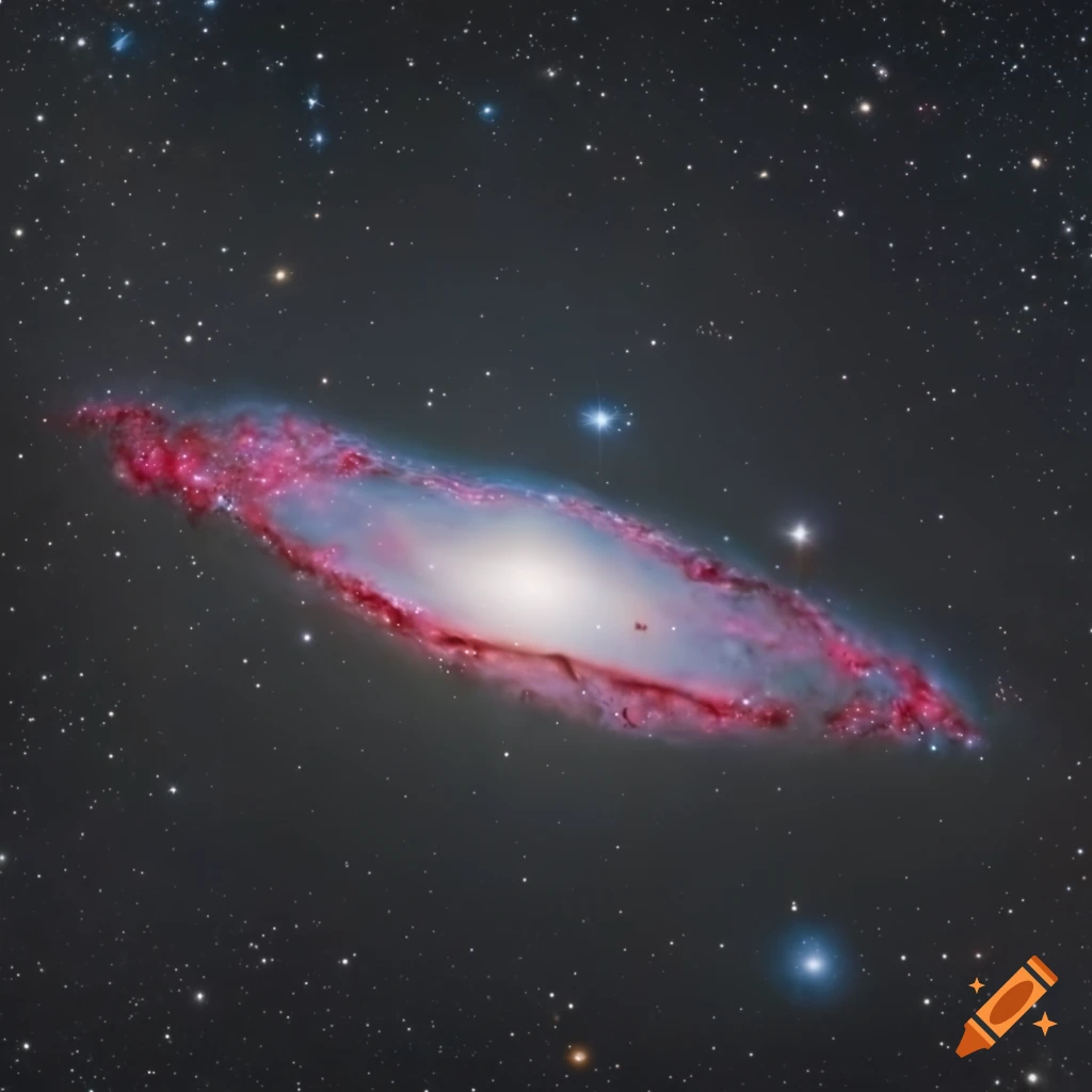 Photo of a distant white disc galaxy on Craiyon