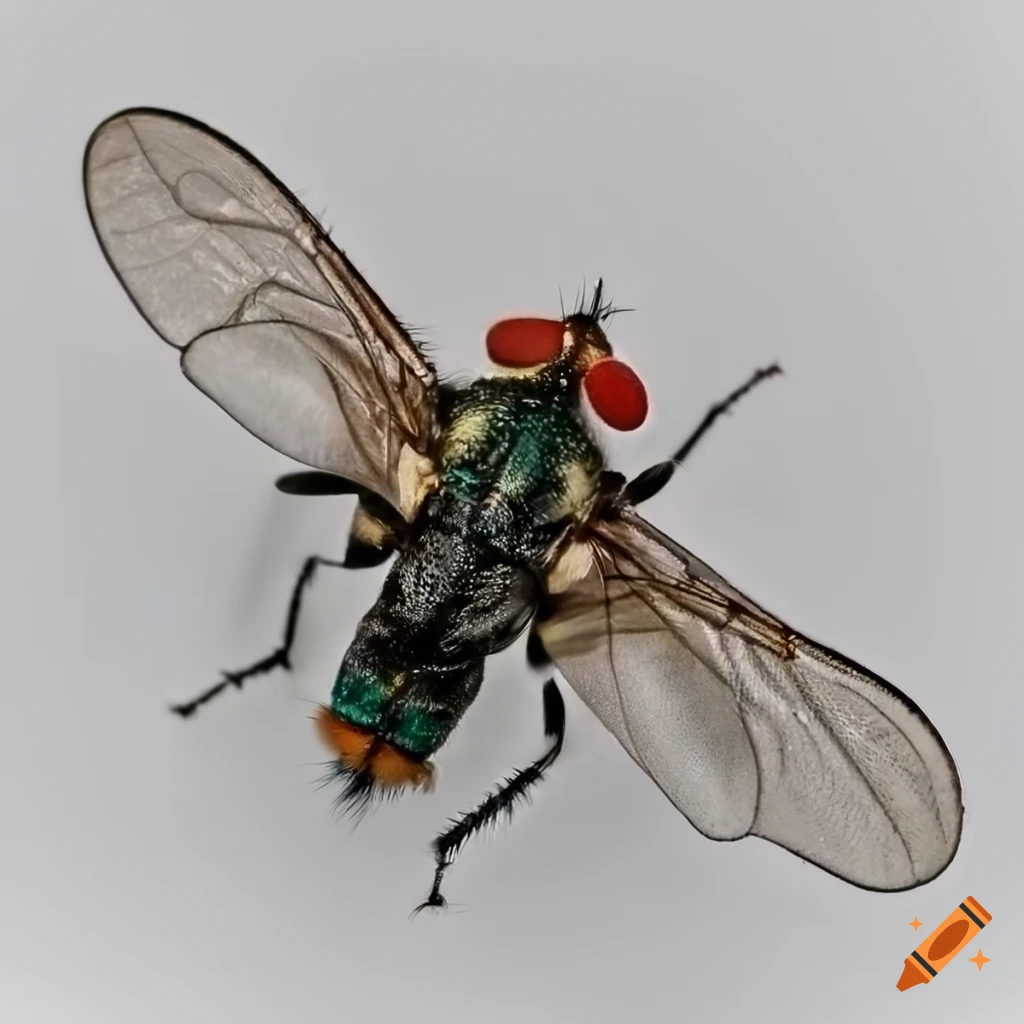 Close-up of a fly on white background
