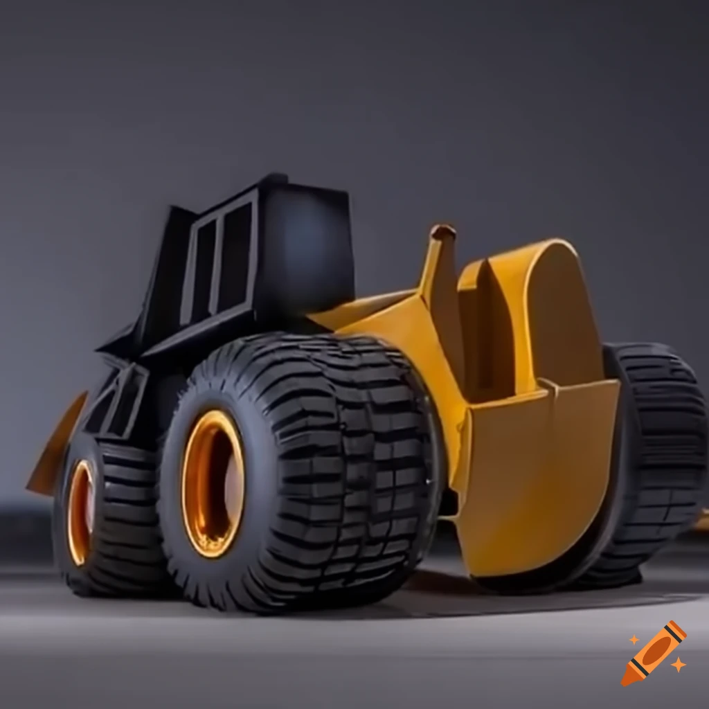 Cartoon illustration of a wheel loader hitting the ground