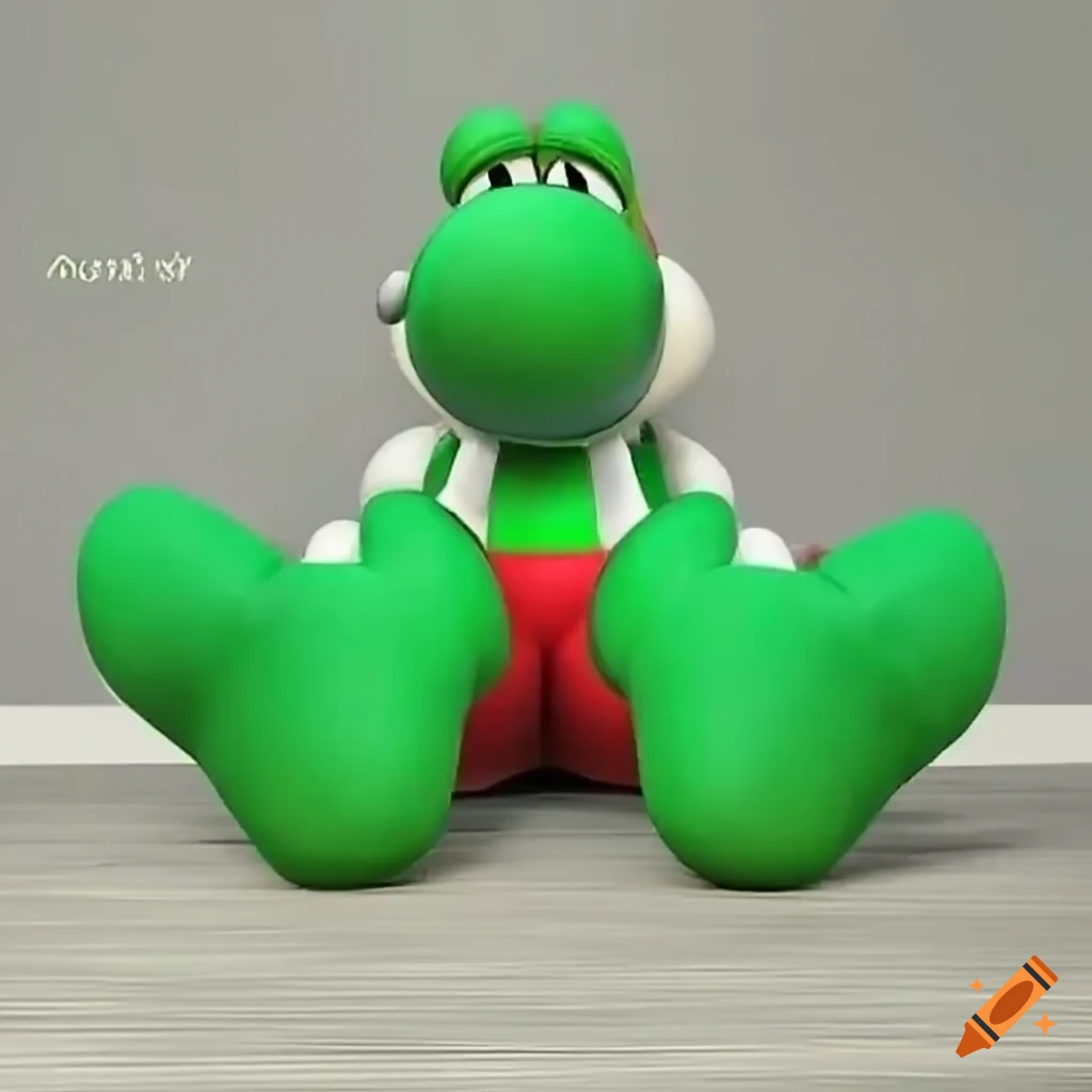 Green yoshi character with a large belly in high definition on Craiyon