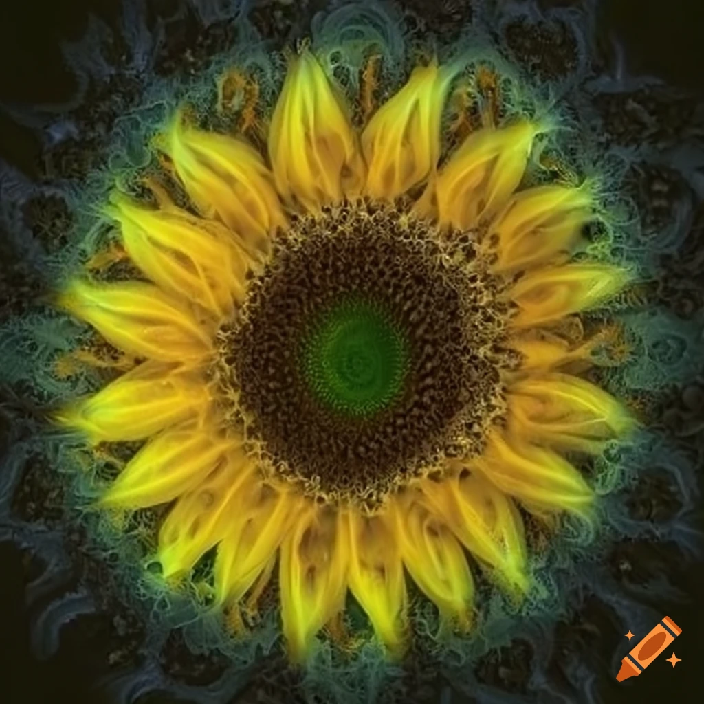Intricate fractal sunflower on Craiyon