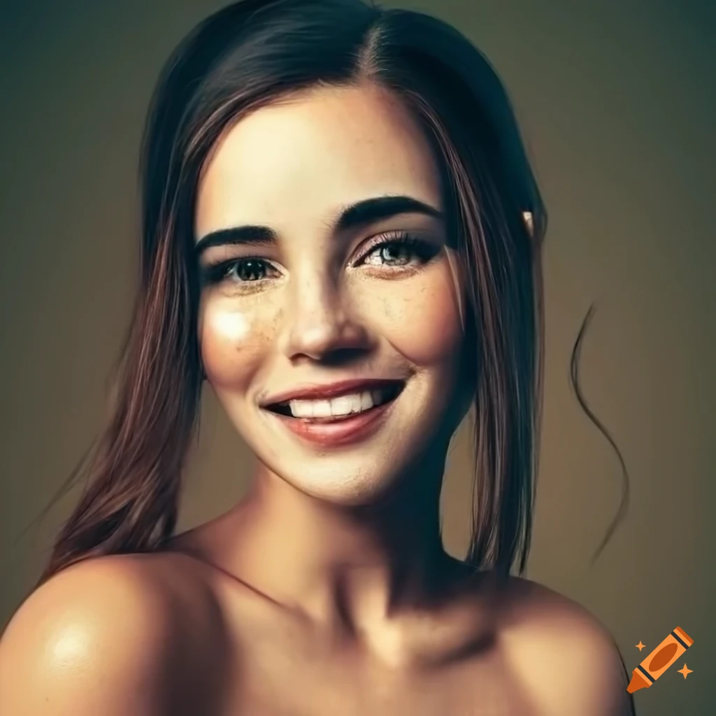 Portrait Of A Beautiful Woman With Freckles And Dark Hair On Craiyon