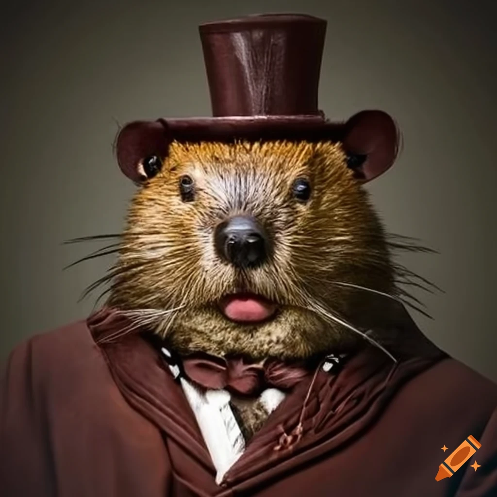 Image of a beaver in victorian attire on Craiyon