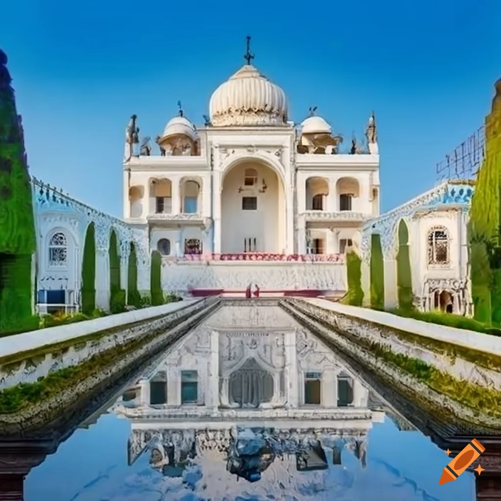 Mediterranean architectural style of mahal white house on Craiyon