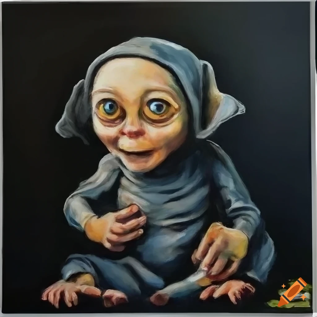 Painting of a cute newborn baby gollum on Craiyon