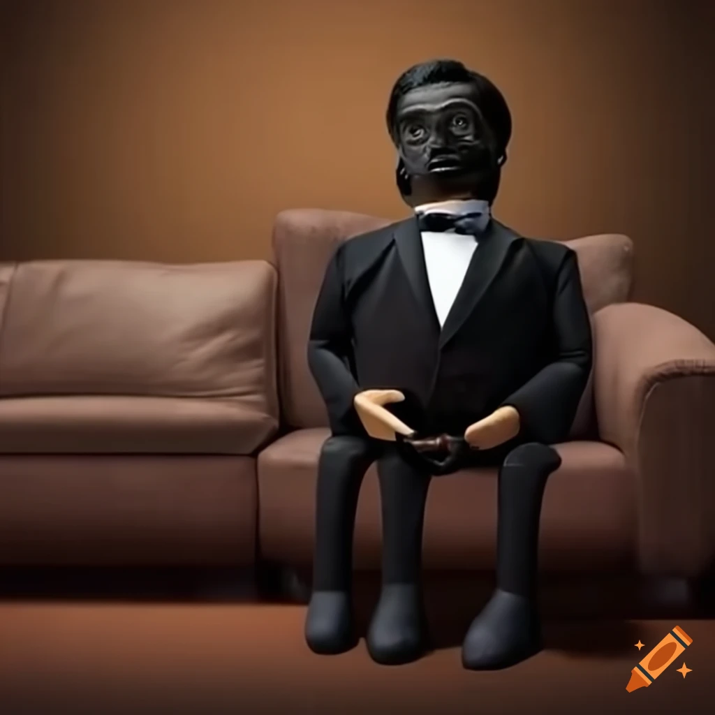 Satirical image of Mike Johnson as a ventriloquist dummy on Craiyon