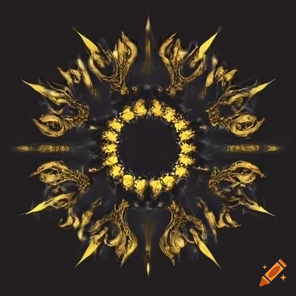 Elegant black and gold guild logo for equinox celebration on Craiyon
