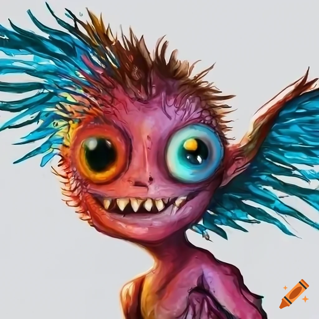 Detailed drawing of a winged monster