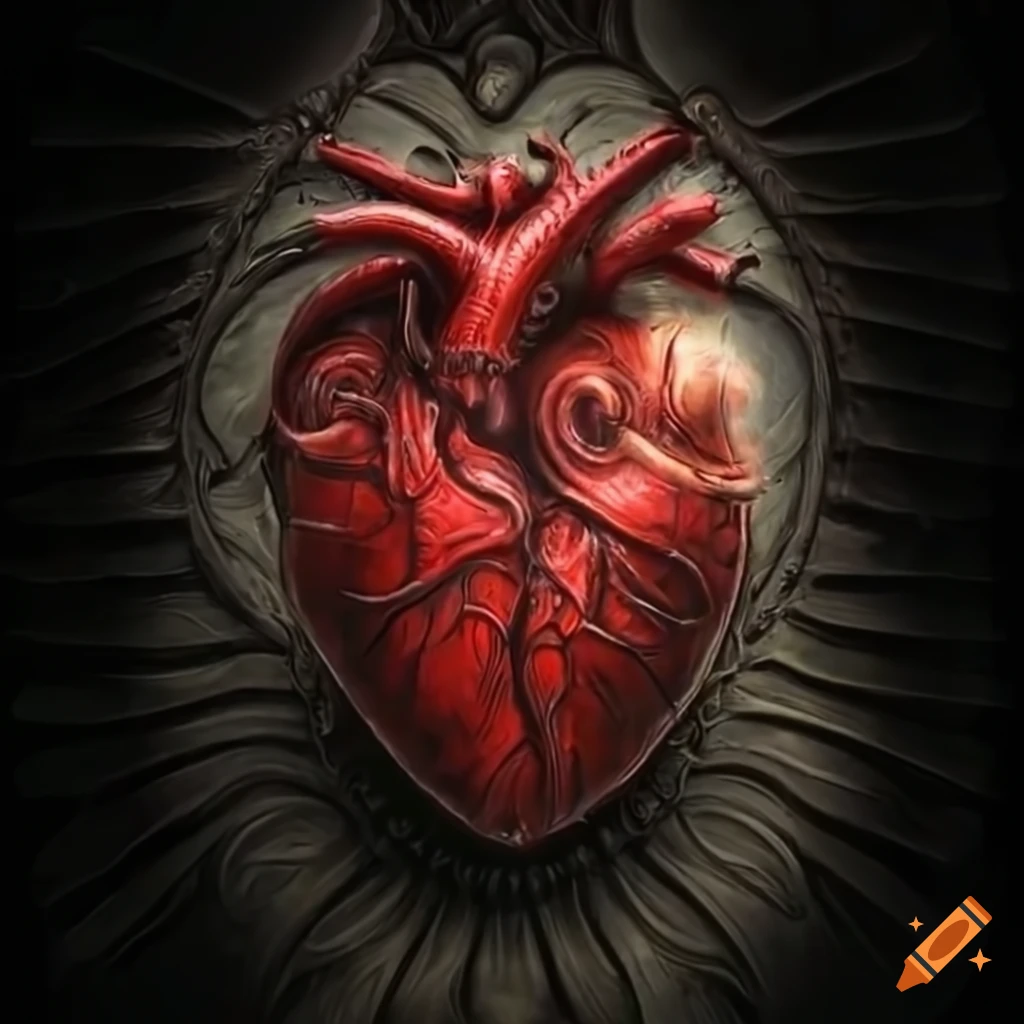 Pulsating evil heart in a dnd setting on Craiyon
