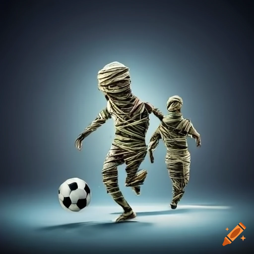 Female soccer players dressed as mummies on Craiyon