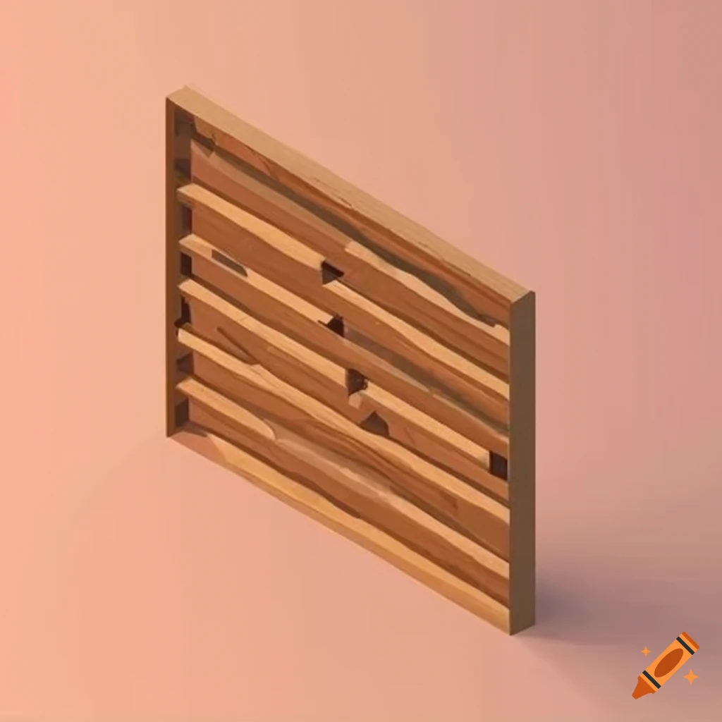 Isometric view of wooden wall part