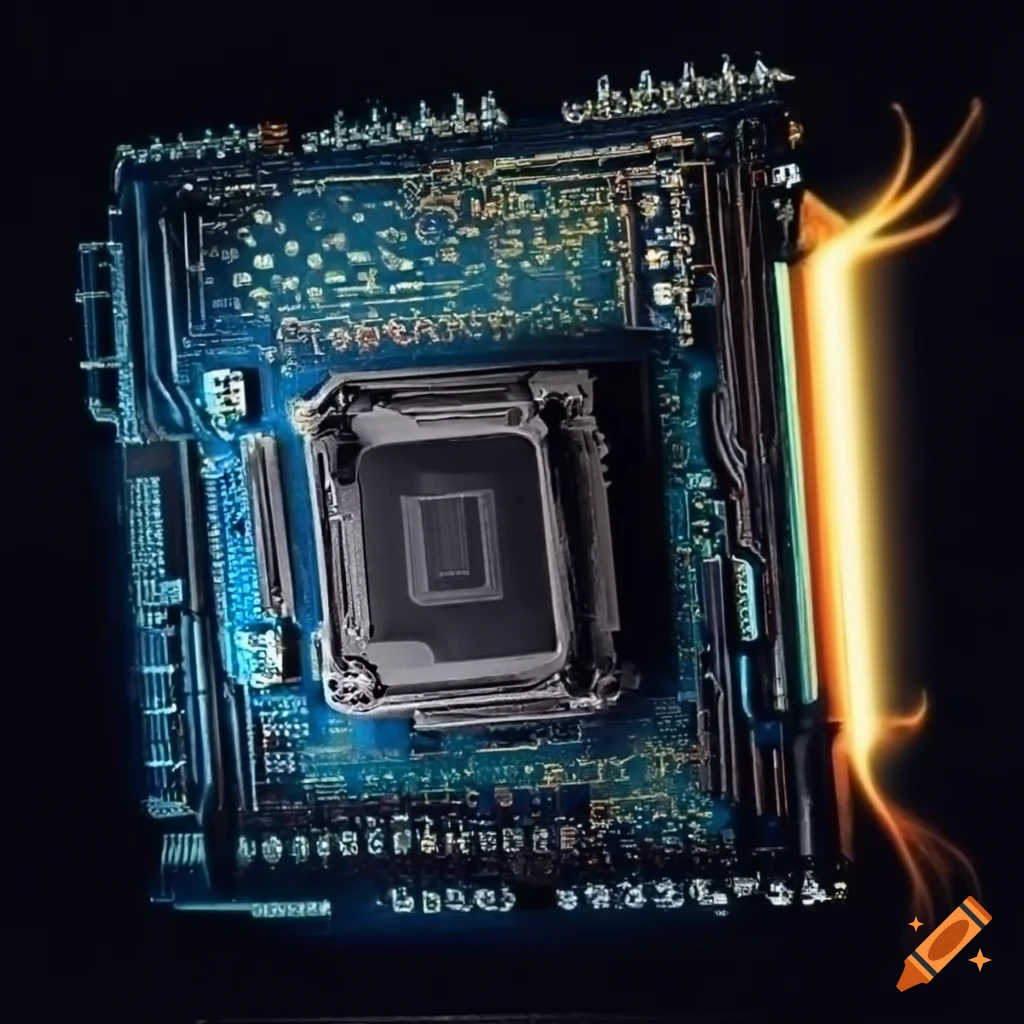 Smoking computer processor on Craiyon