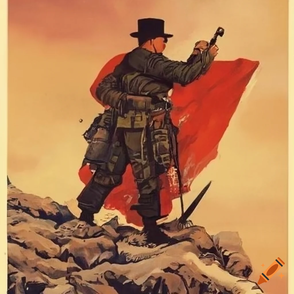 Vintage propaganda poster of a Savoyard mountaineer soldier on Craiyon