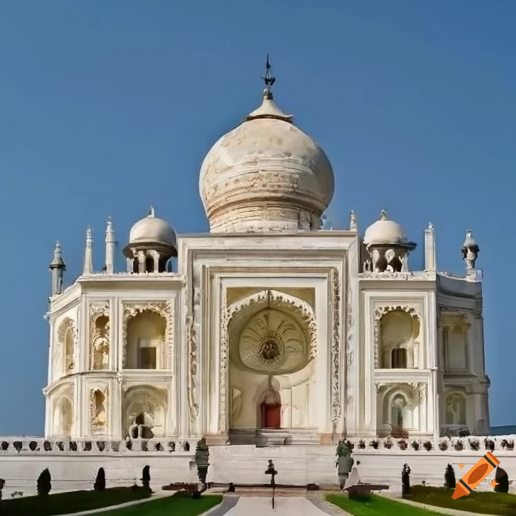 Front view of mahal white house in mediterranean style