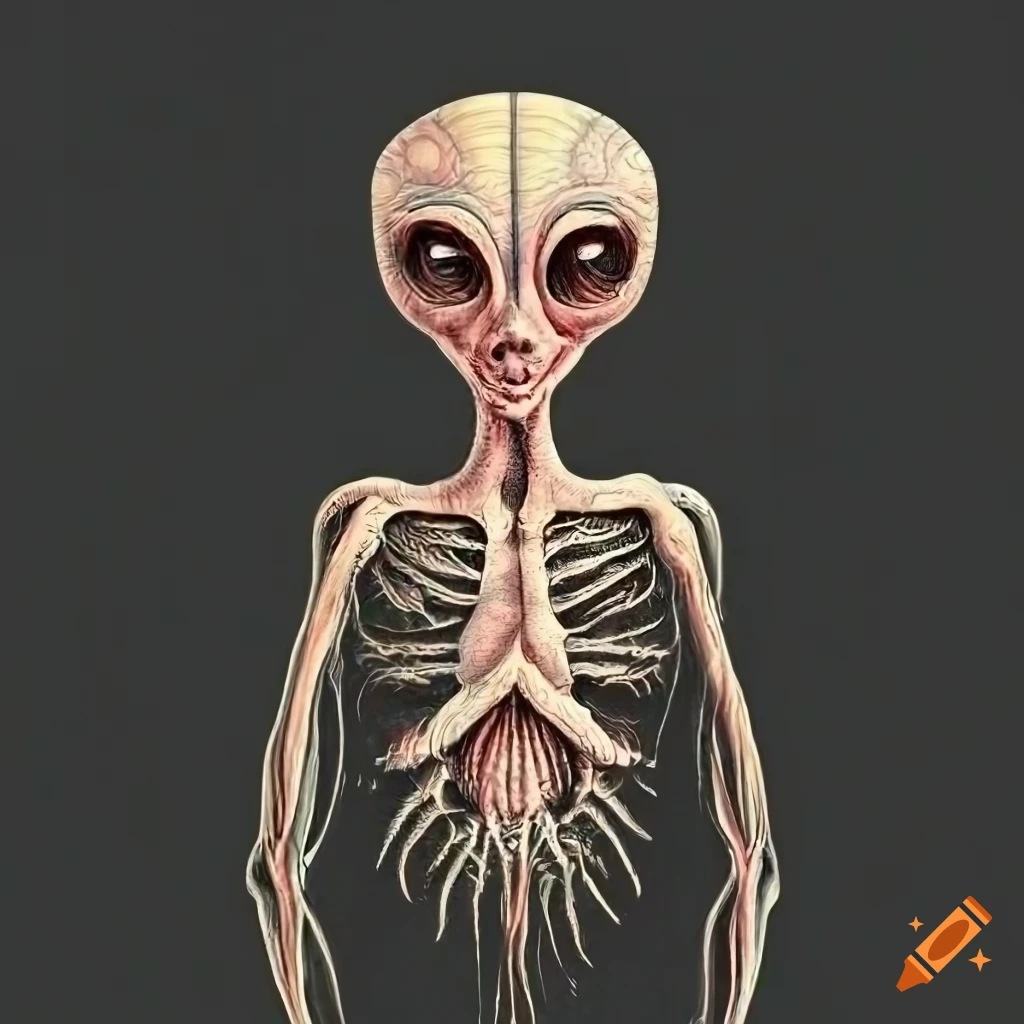 Retro Illustration Of Alien Anatomy On Craiyon