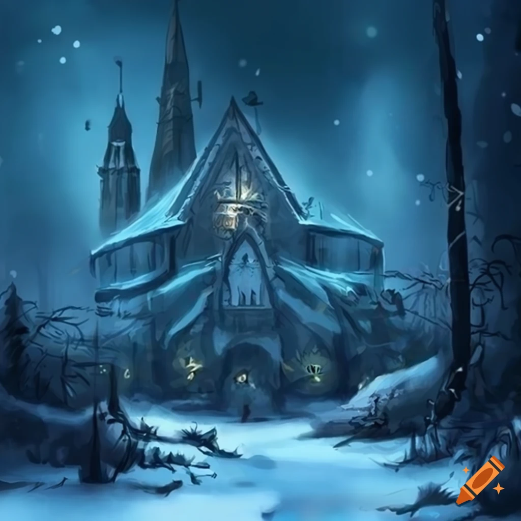 Concept art of a winter wonderland