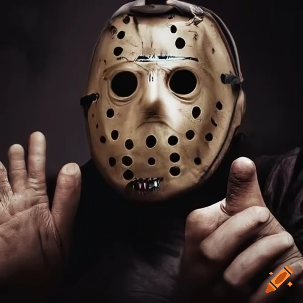 Fotografía estilo jason de viernes 13 con un celular on Craiyon