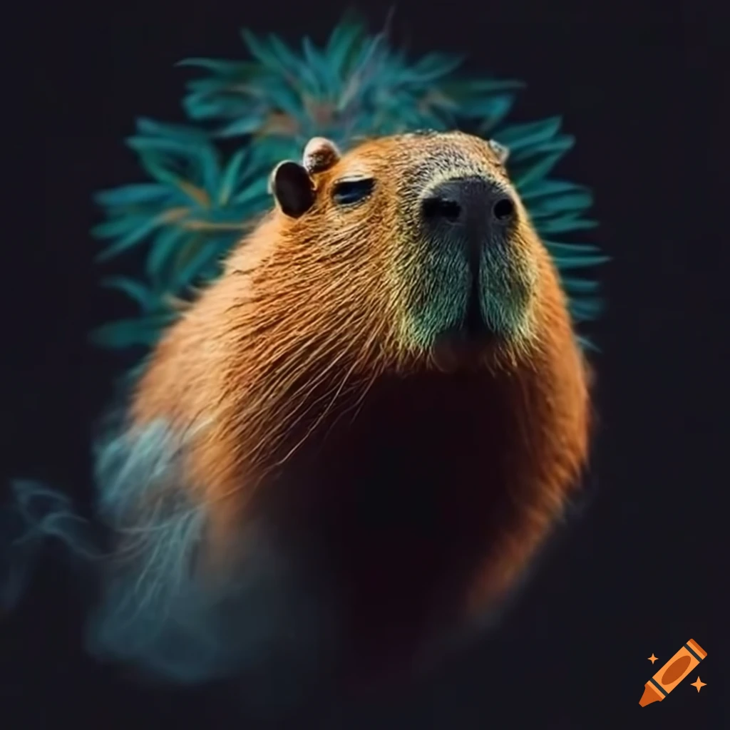 Capybara holding a pot with a plant on Craiyon