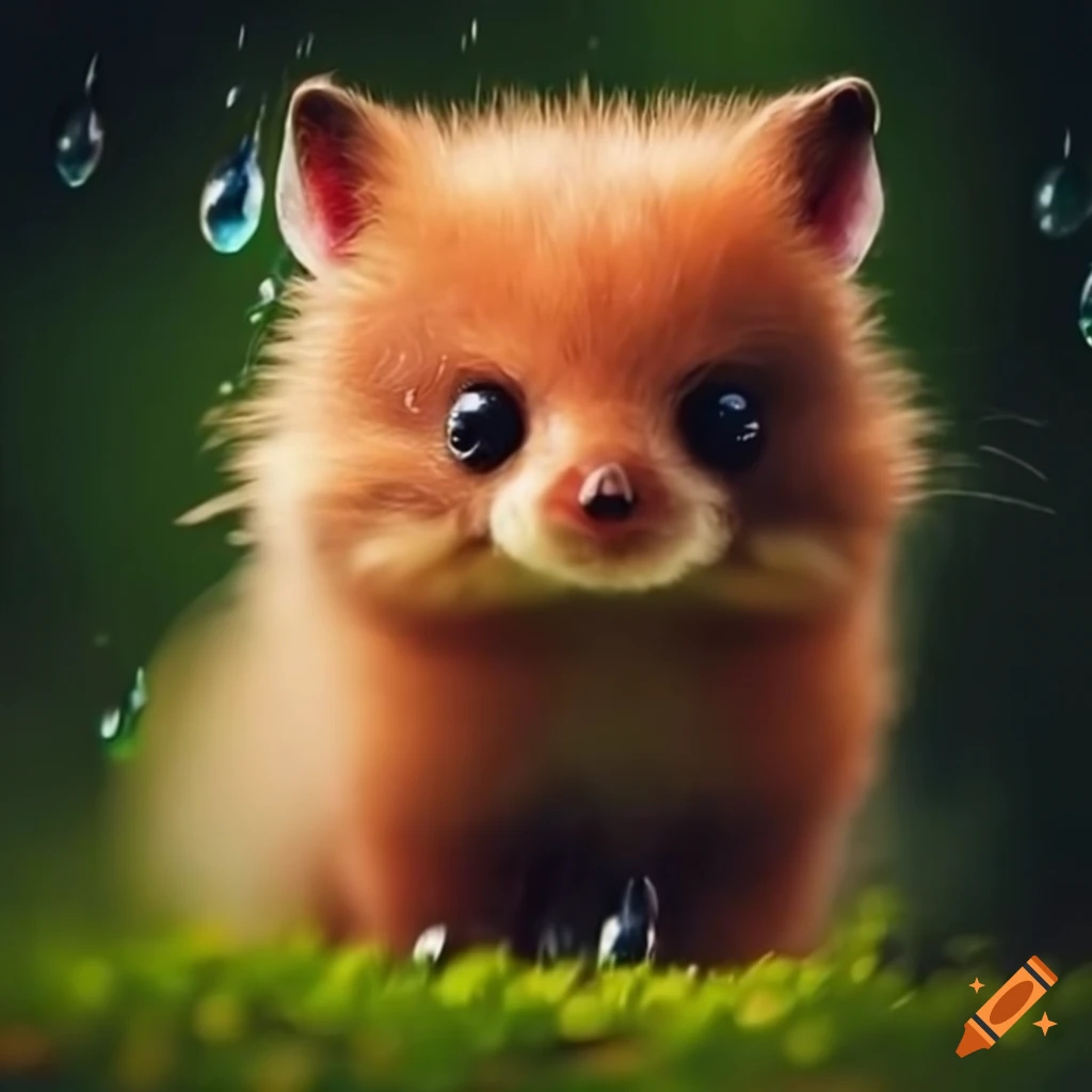 Artwork of cute animals inside a raindrop on Craiyon