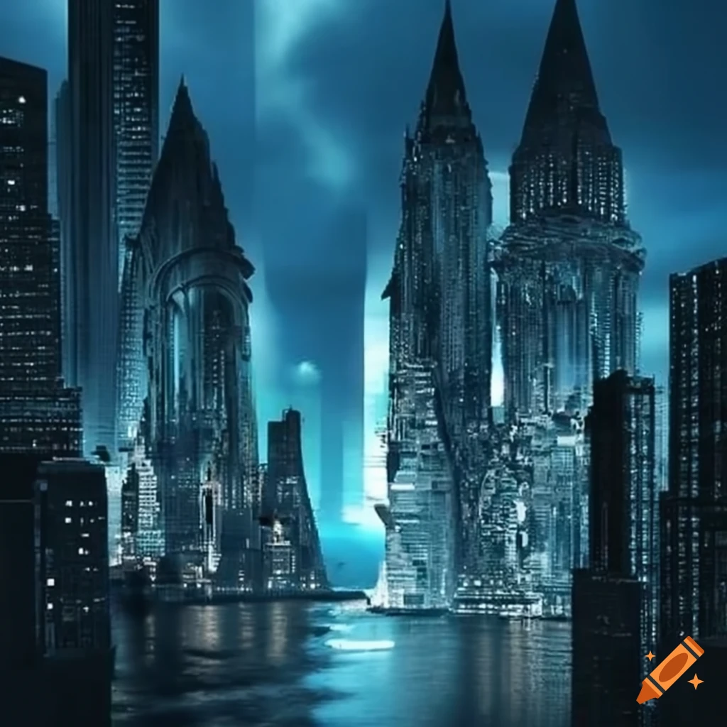 Image of an alien city with silver spires