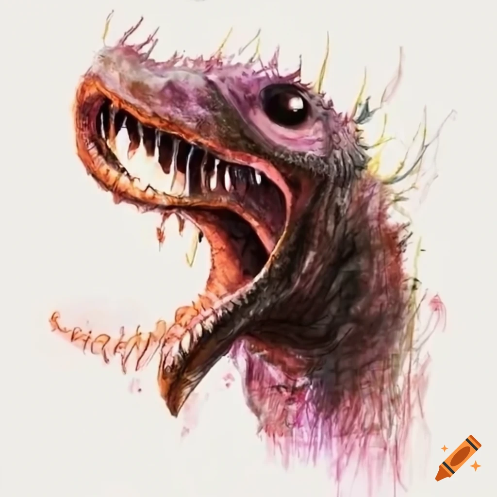 Detailed drawing of a monster by a child on Craiyon