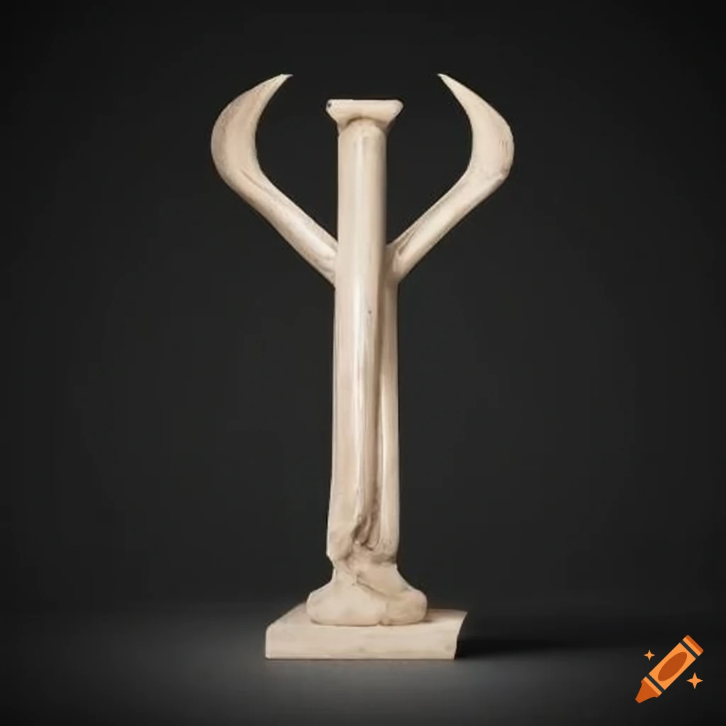 Ancient greek-inspired marble trident sculpture