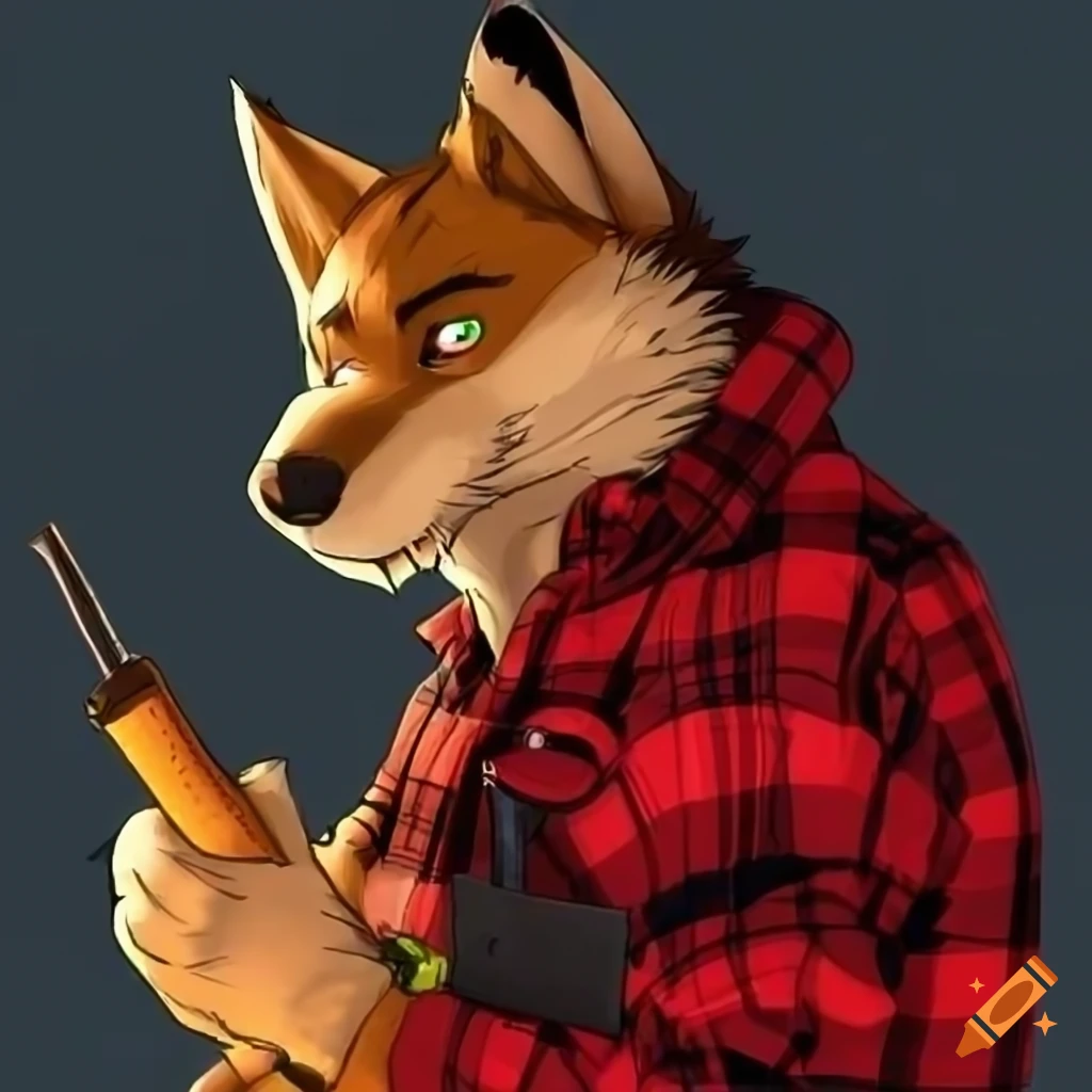 Wolf anthro construction worker on Craiyon