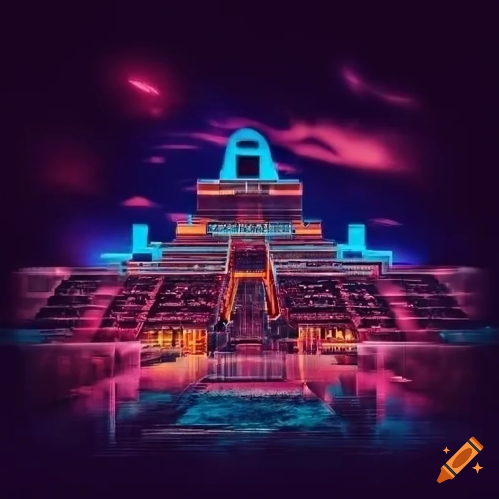 Cityscape with vibrant neon lights and unique architecture on Craiyon