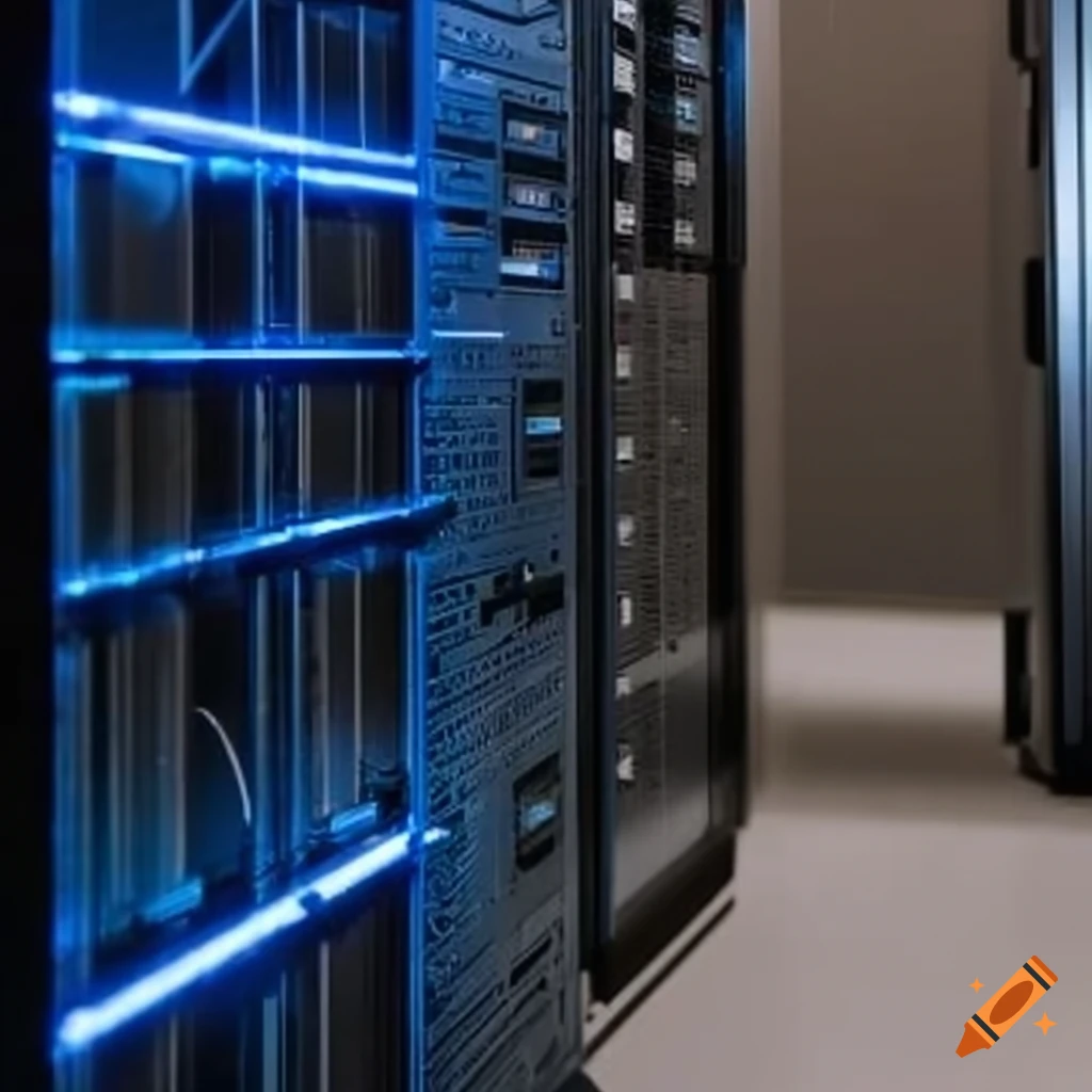 Servers standing out in a data center on Craiyon