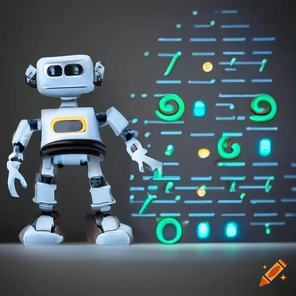 Robot using a calculator on Craiyon