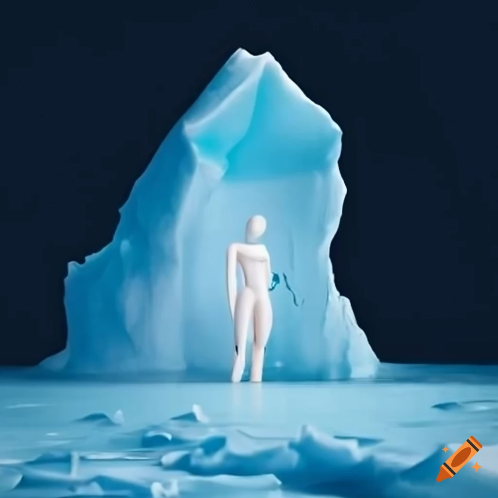 Intriguing artwork of a person trapped inside an iceberg