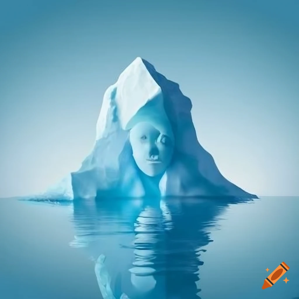 Artwork of a submerged human figure in an iceberg on Craiyon