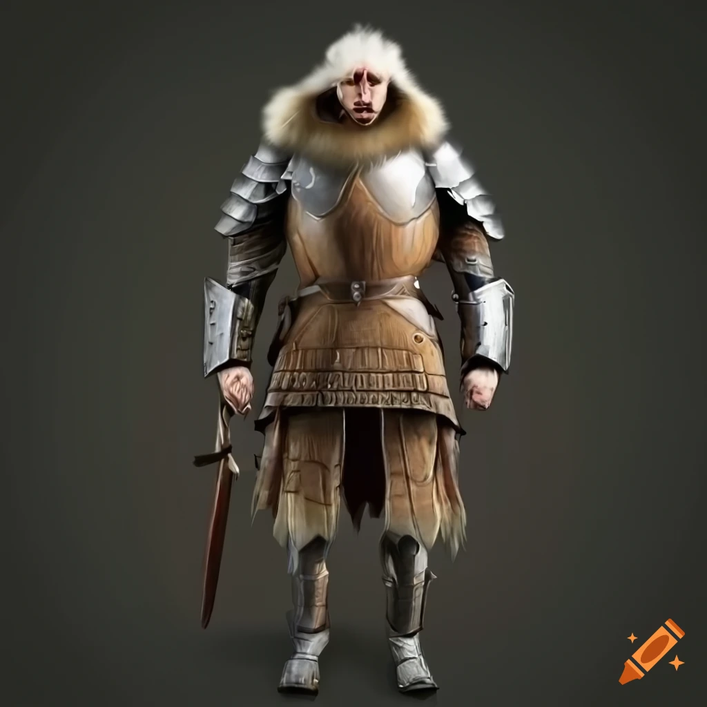 Image of a full body fur armor in a medieval fantasy theme on Craiyon
