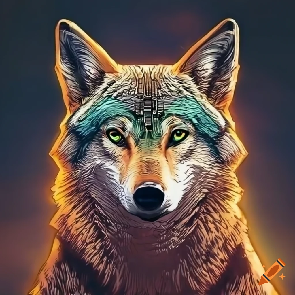 Image of a bitcoin wolf on Craiyon