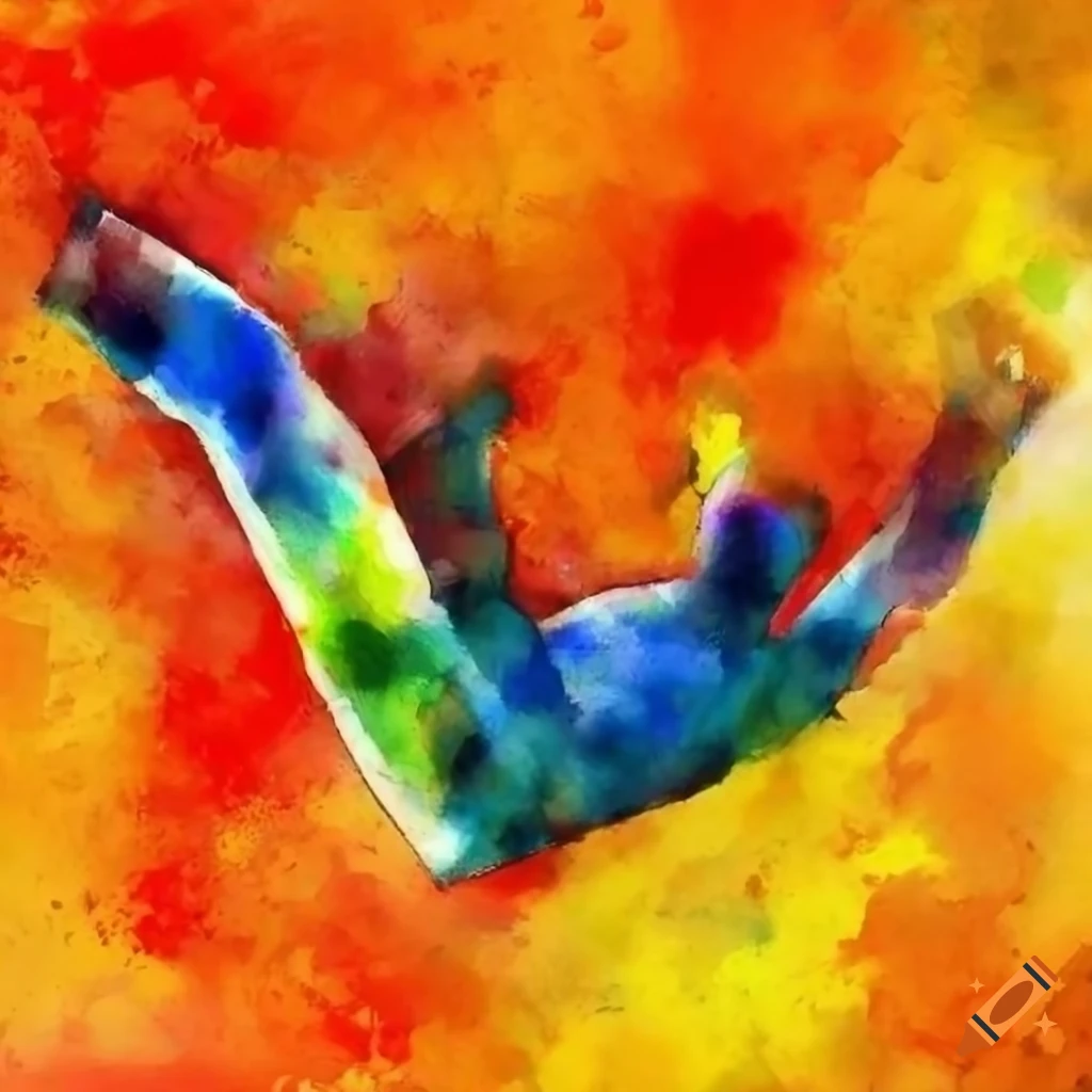 Abstract cubist painting of a falling man on Craiyon