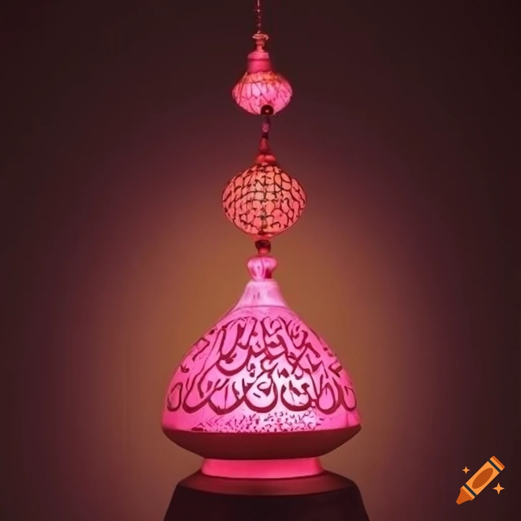 Pink islamic art lamp on Craiyon