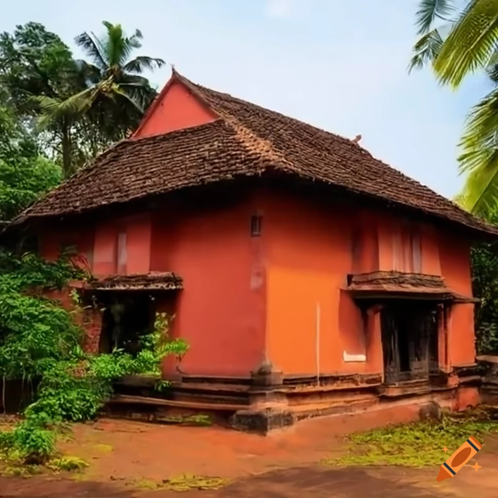 Ancient house in goa with people using traditional methods on Craiyon
