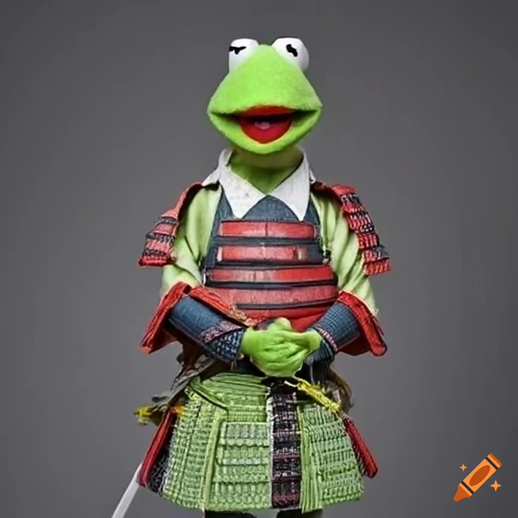 Kermit the frog dressed as a samurai on Craiyon