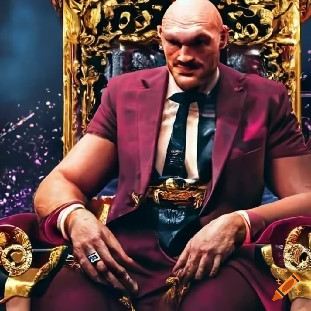 Tyson fury sitting on a chair and smoking a cigar on Craiyon