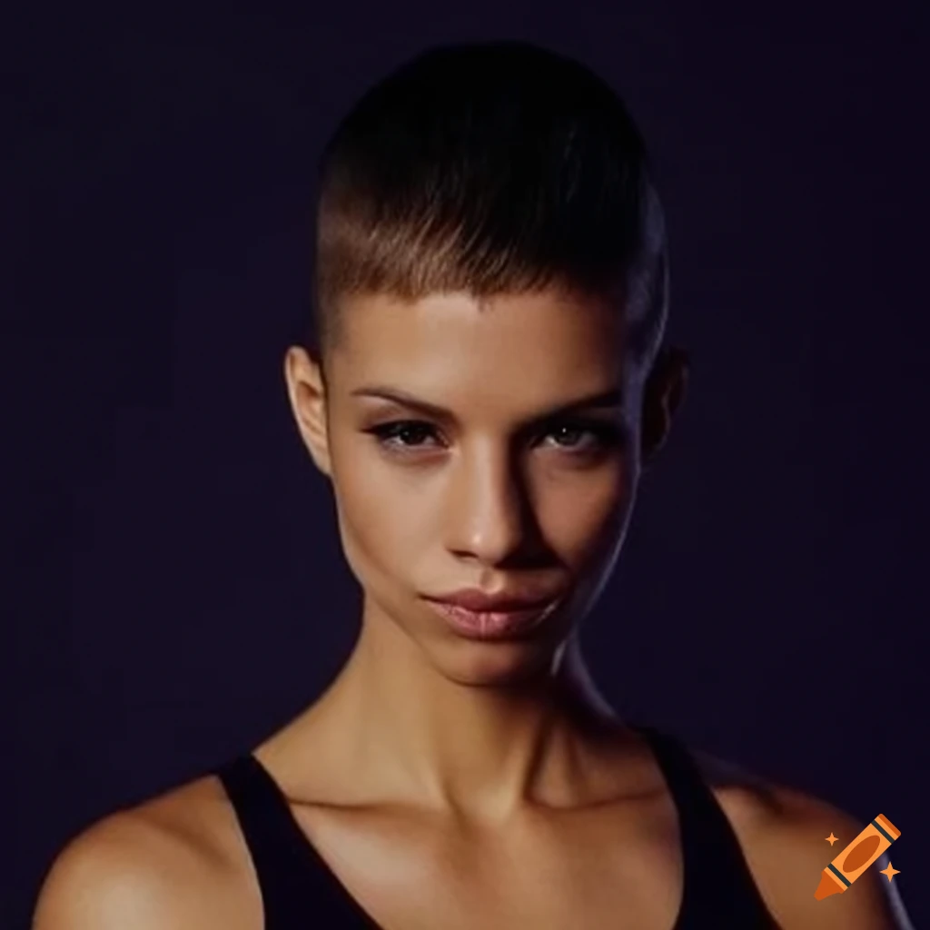 Woman with a unique facial features and muscular build