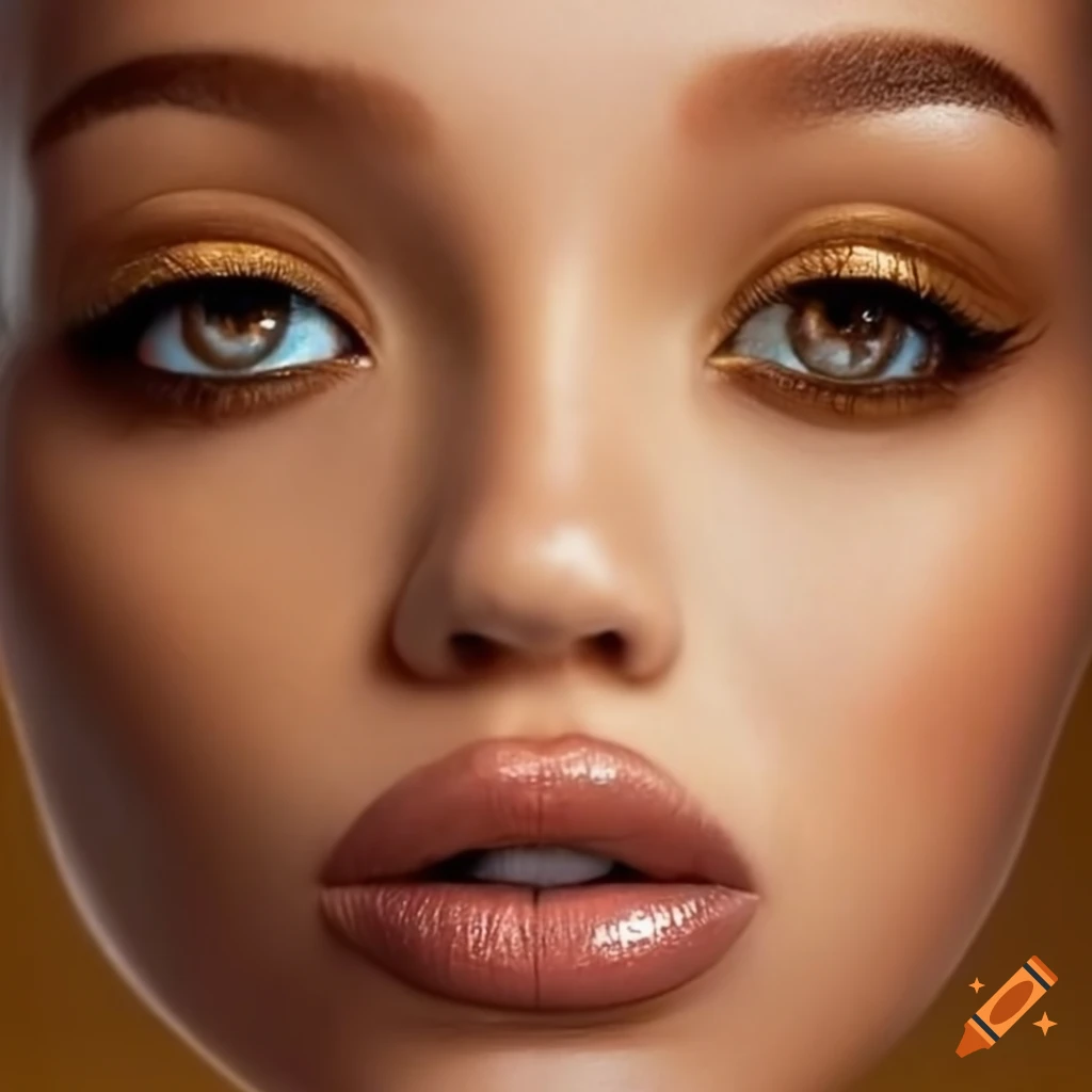 Close-up portrait of a woman with curly hair and unique facial features on Craiyon