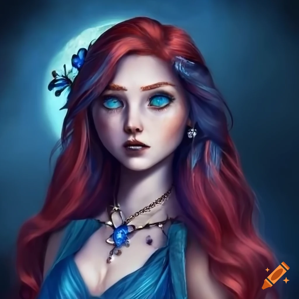 Image of a young female wizard under the moonlight