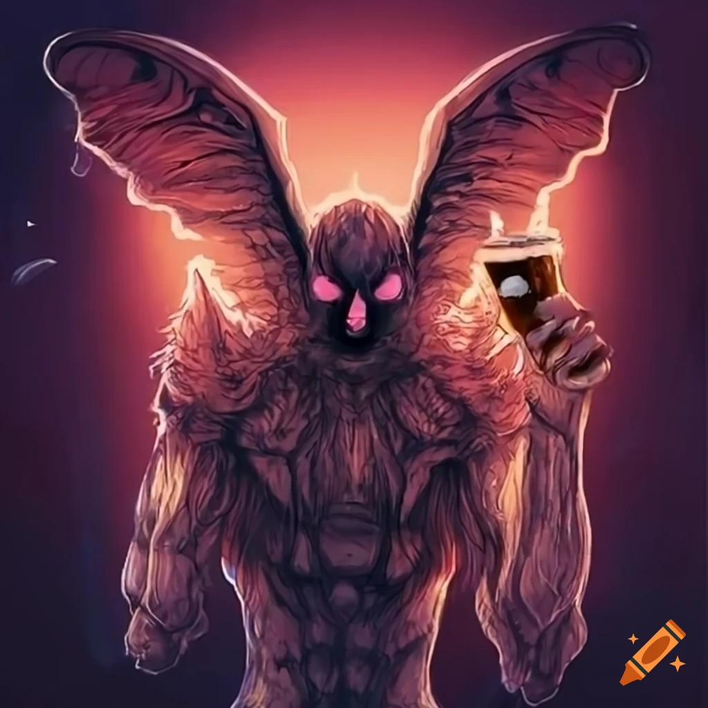 Image of mothman enjoying a drink