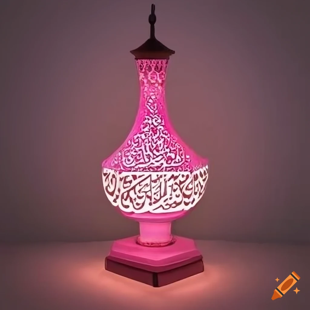 White and pink islamic art lamp on Craiyon